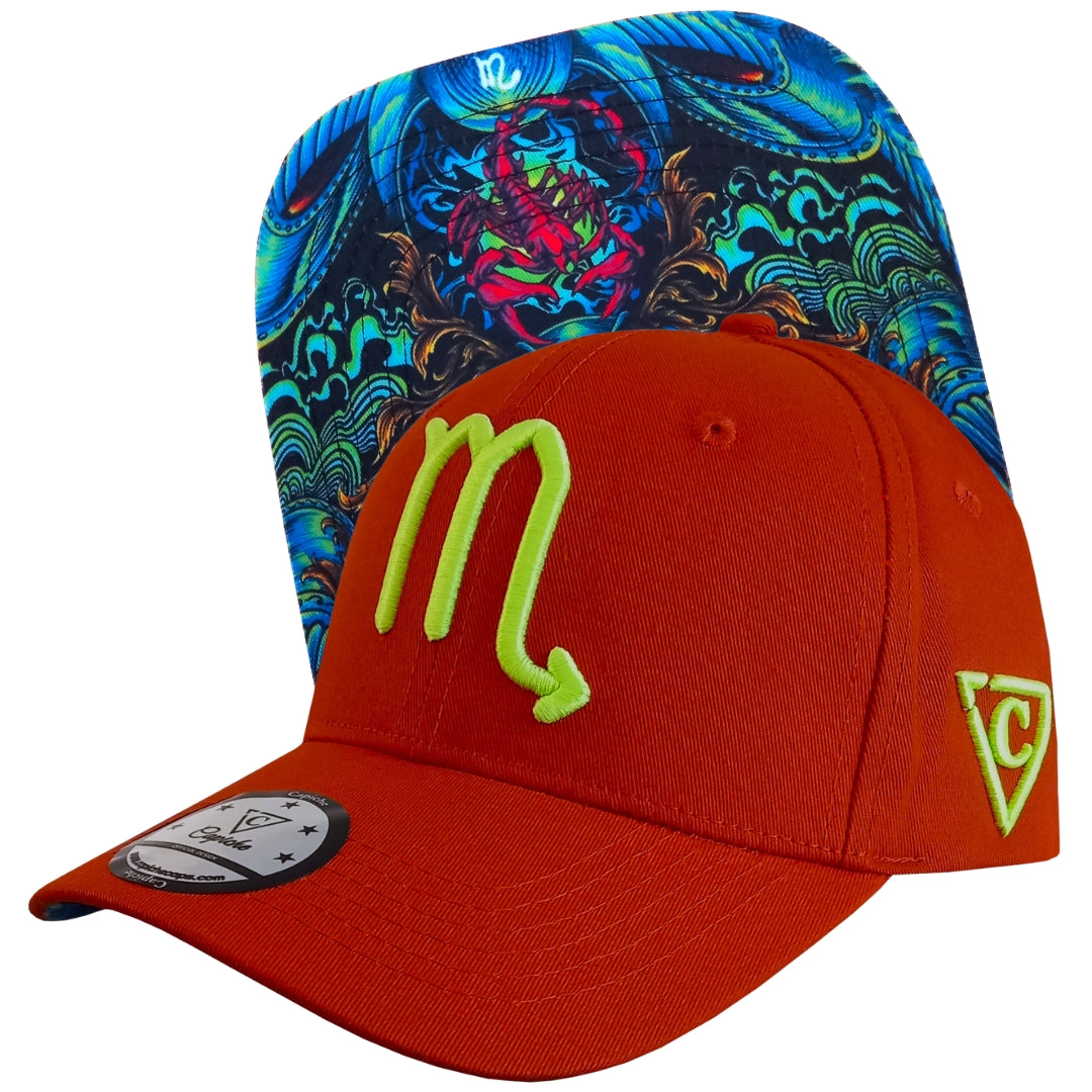 Zodiac Scorpio Curved Cap - COLOR-CHANGING Red/Orange | CAPICHE CAPS