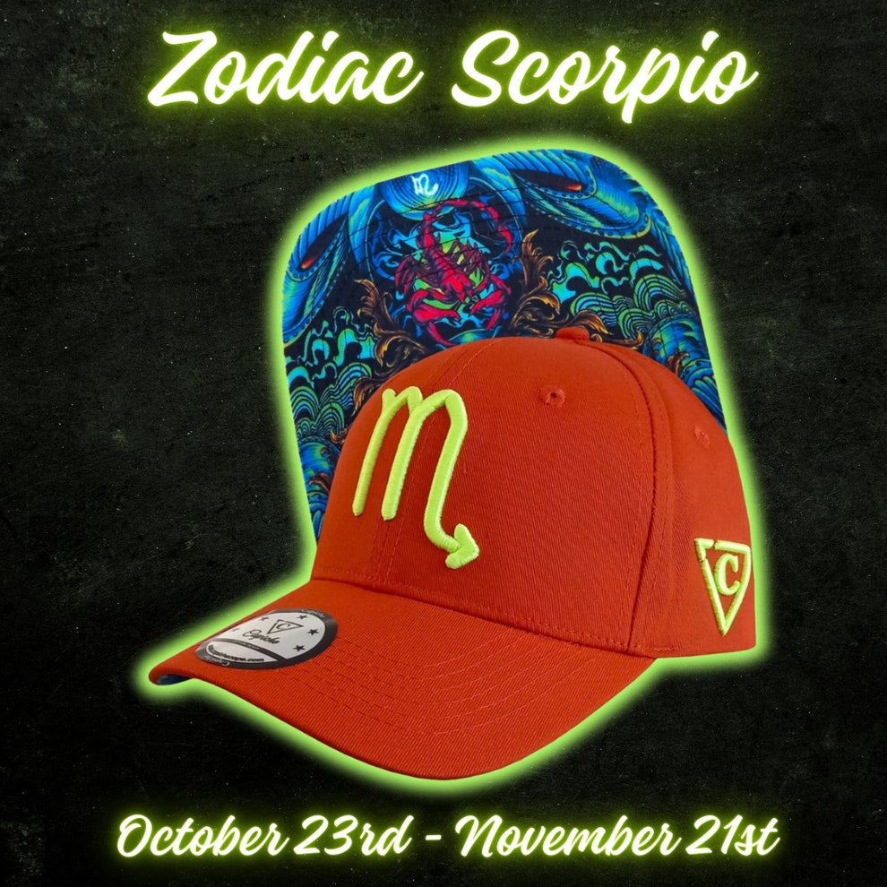 Zodiac Scorpio Curved Cap - COLOR-CHANGING Red/Orange | CAPICHE CAPS