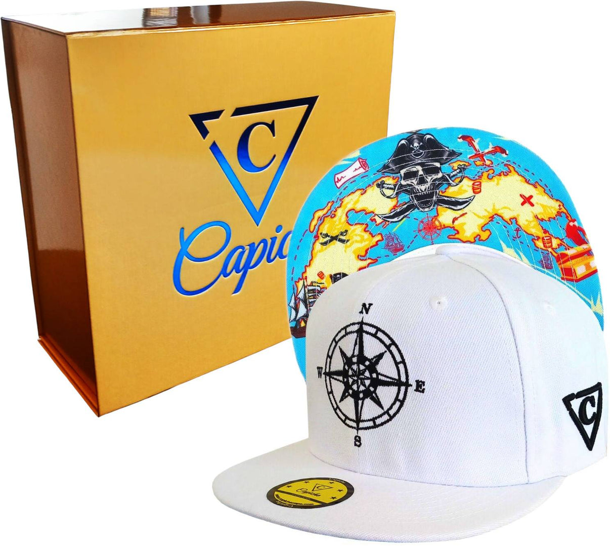 Treasure Map Snapback - White | CAPICHE CAPS