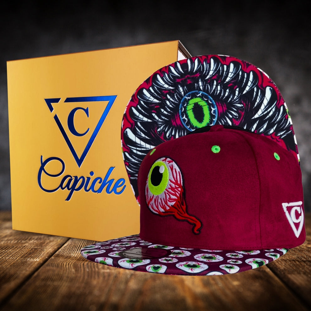LIMITED EDITION Monster Vision Snapback - Burgundy Suede with Eyes ...