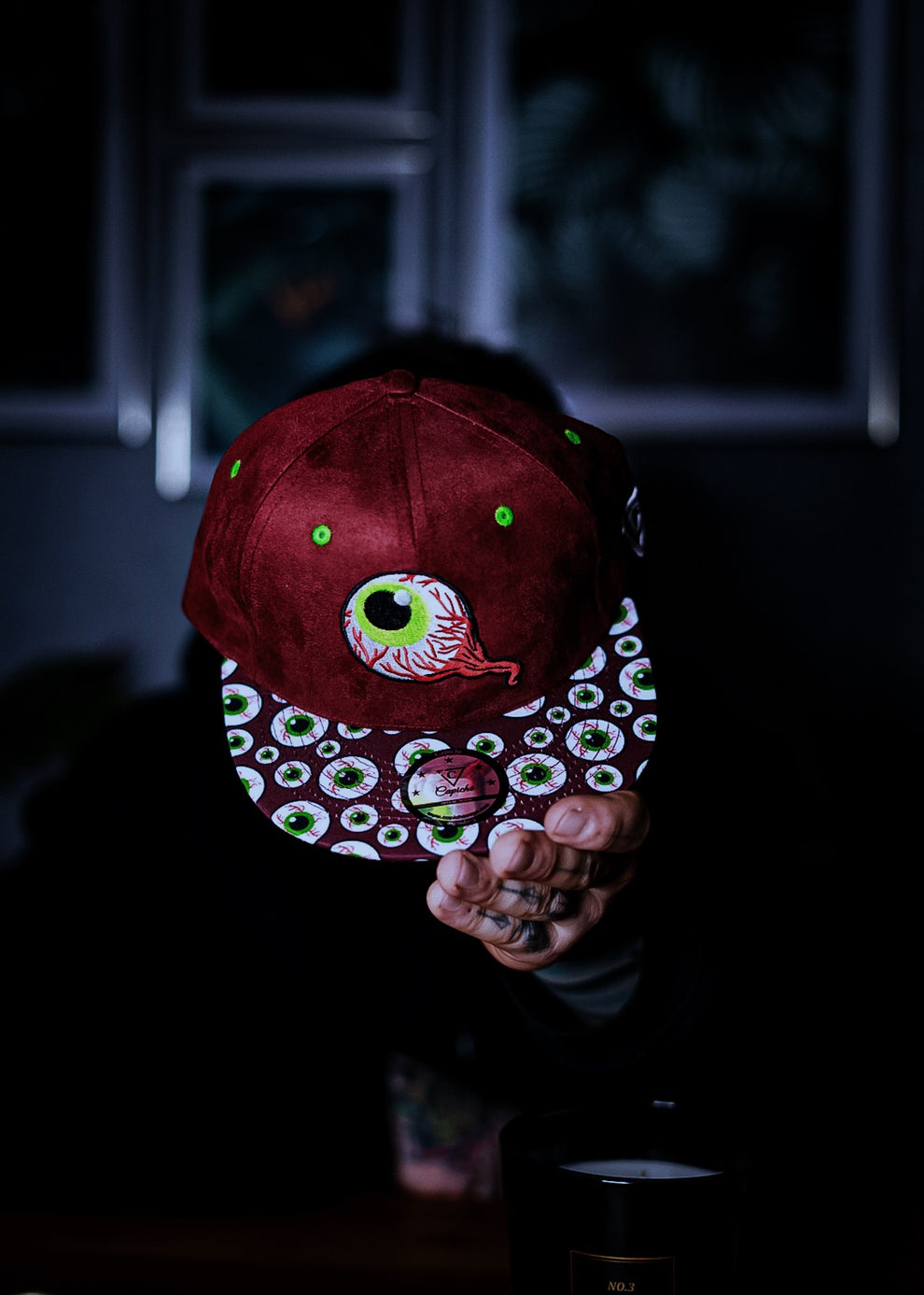 LIMITED EDITION Monster Vision Snapback - Burgundy Suede with Eyes ...