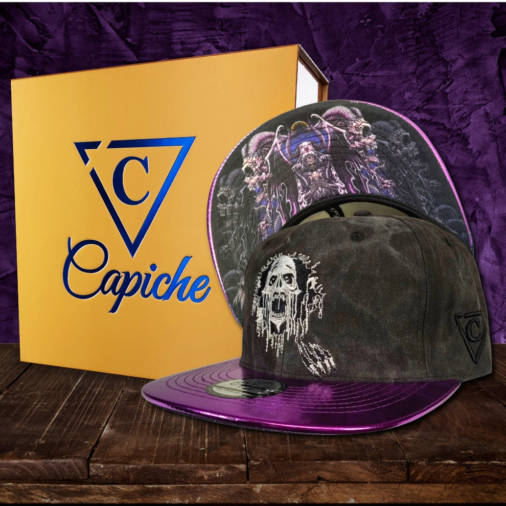 Realm of the Dead Snapback - Grey Washed/Purple Crackling Metallic ...