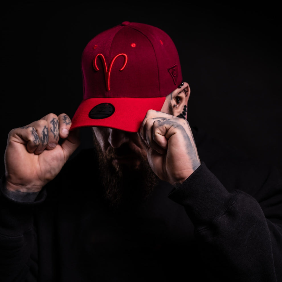 Horoscope Aries Curved Cap - Red | CAPICHE CAPS
