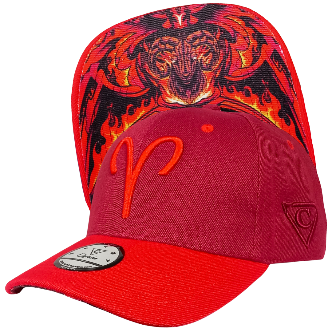 Horoscope Aries Curved Cap - Red | CAPICHE CAPS