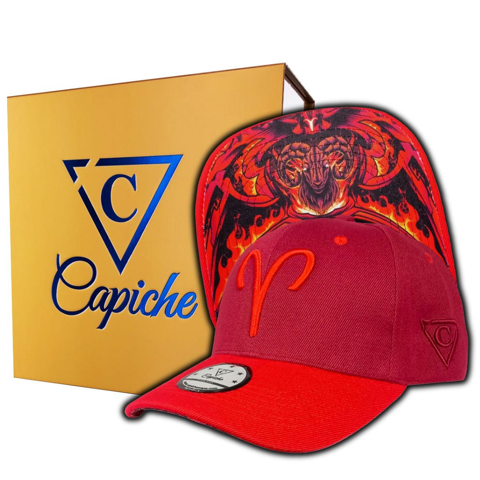 Horoscope Aries Curved Cap - Red | CAPICHE CAPS