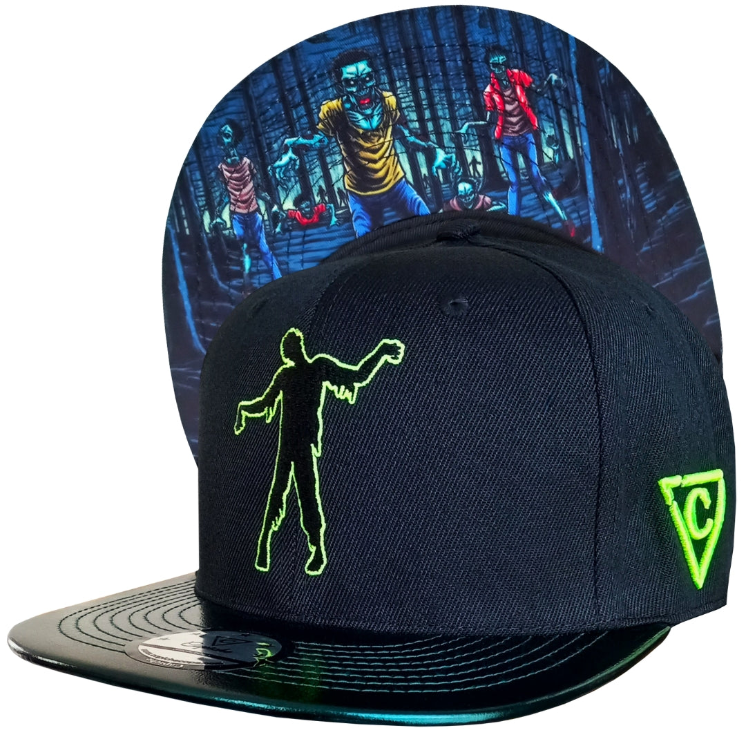 Zombie Apocalypse Snapback - Black/Dark Green Crackling Metallic ...